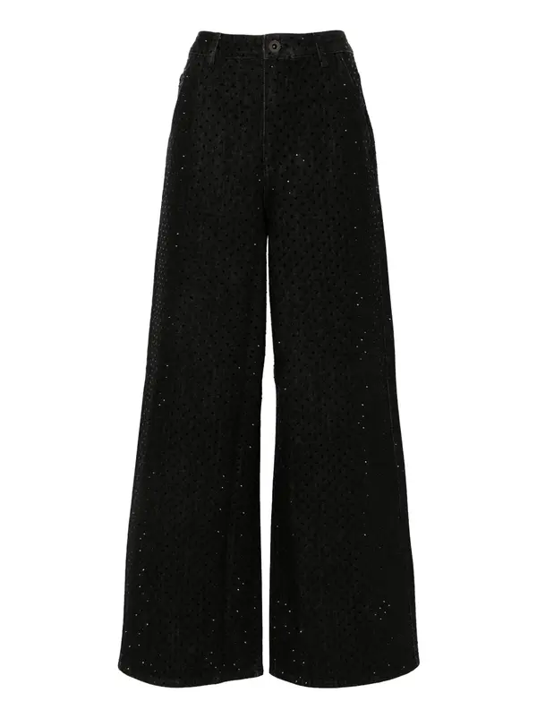 SELF-PORTRAIT Rhinestone-embellished Jeans - Black