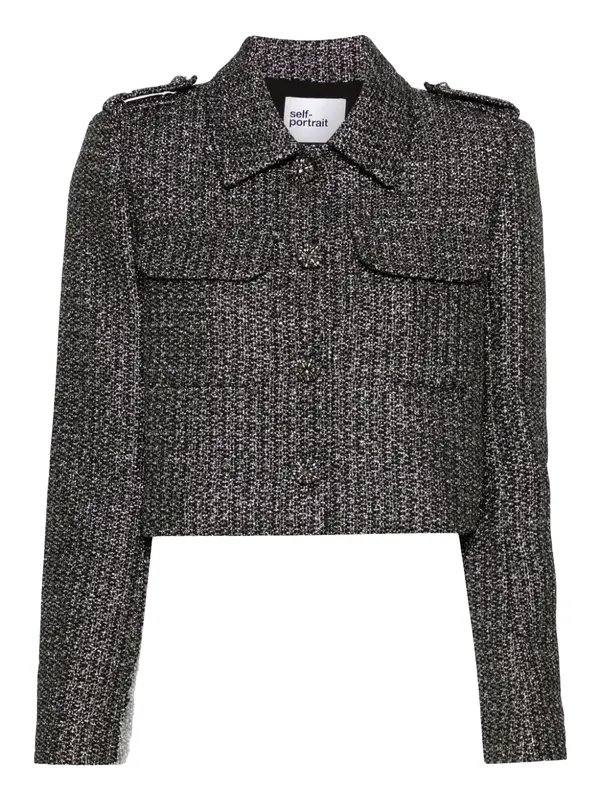 SELF-PORTRAIT Metallic Bouclé Jacket - Black