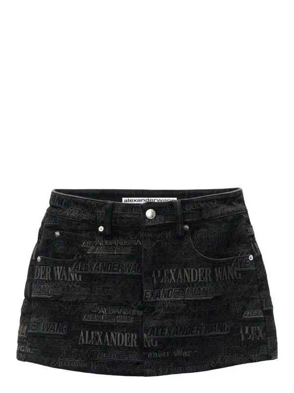 Alexander Wang Logo-embroidered Denim Shorts - Black