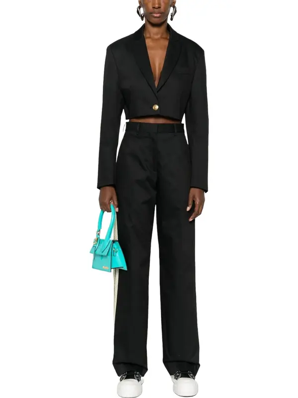 Palm Angels Cropped Twill Blazer - Black