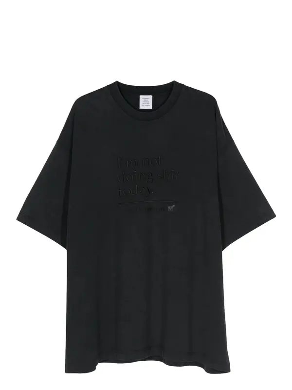 Vetements Slogan-embroidered T-shirt - Grey