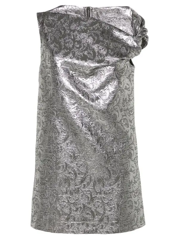 MSGM Brocade-effect Mini Dress - Silver
