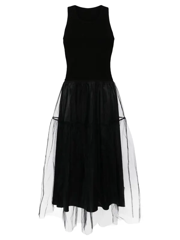 JNBY Tulle-inserts Midi Dress - Black
