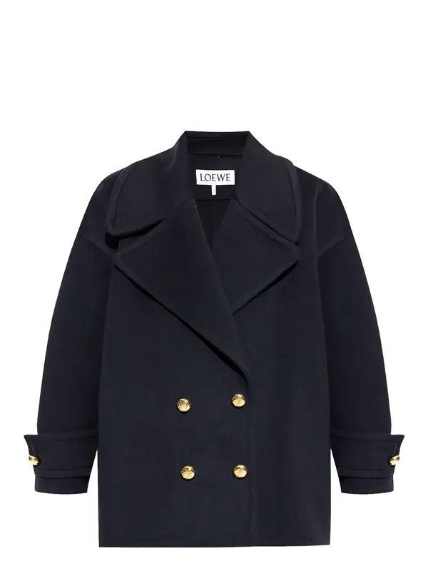 Loewe Pebble Wool Pea Coat - Blue