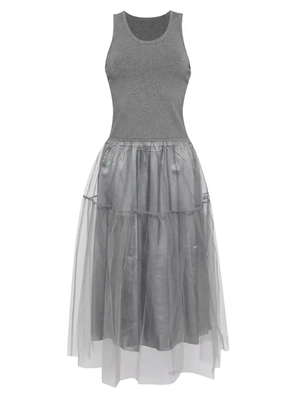 JNBY Tulle-inserts Midi Dress - Grey