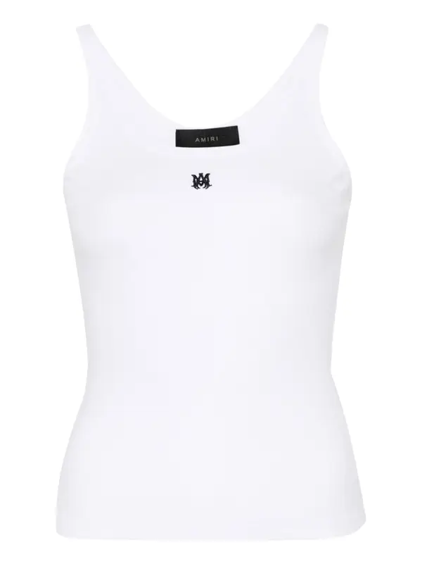 Amiri Ma Embroidered Ribbed Tank Top - White