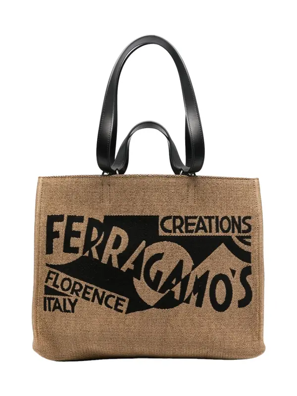 FERRAGAMO Medium Logo Tote Bag - Neutrals
