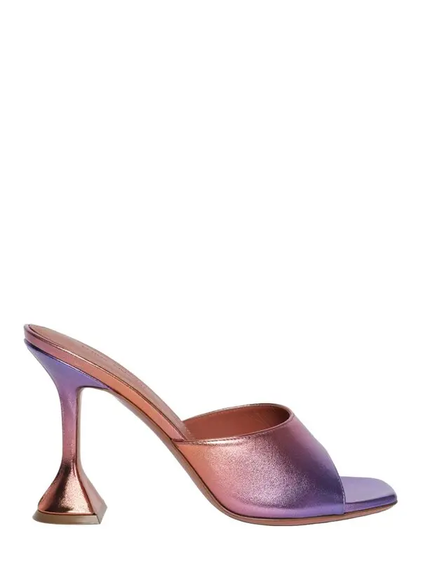 Amina Muaddi 95mm Lupita Metallic Leather Mules - Purple