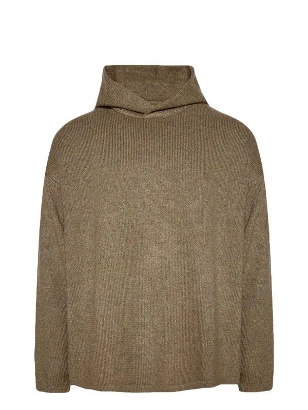 Fear Of God Logo-patch Knitted Hoodie - Grey