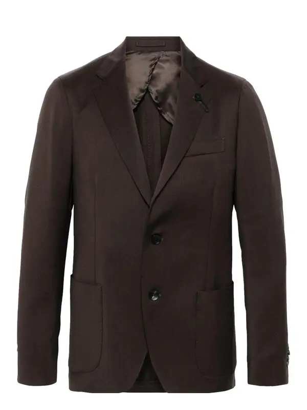 LARDINI Brooch-logo Appliqué Blazer - Brown