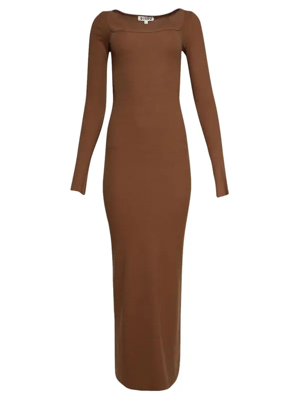 Eterne Square-neck Maxi Dress - Brown