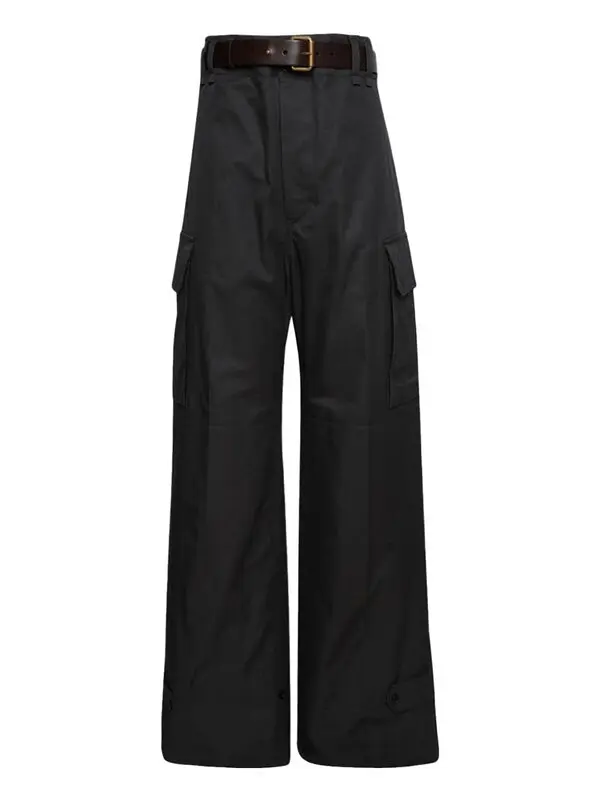 Saint Laurent Organic Cotton Wide Leg Trousers - Grey