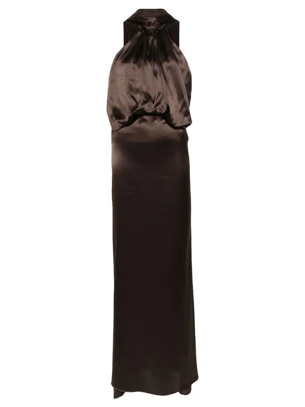Attico Silk Maxi Dress - Brown
