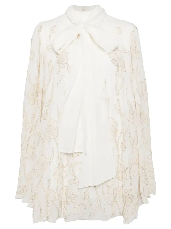 Costarellos Floral-embroidered Mini Dress - White