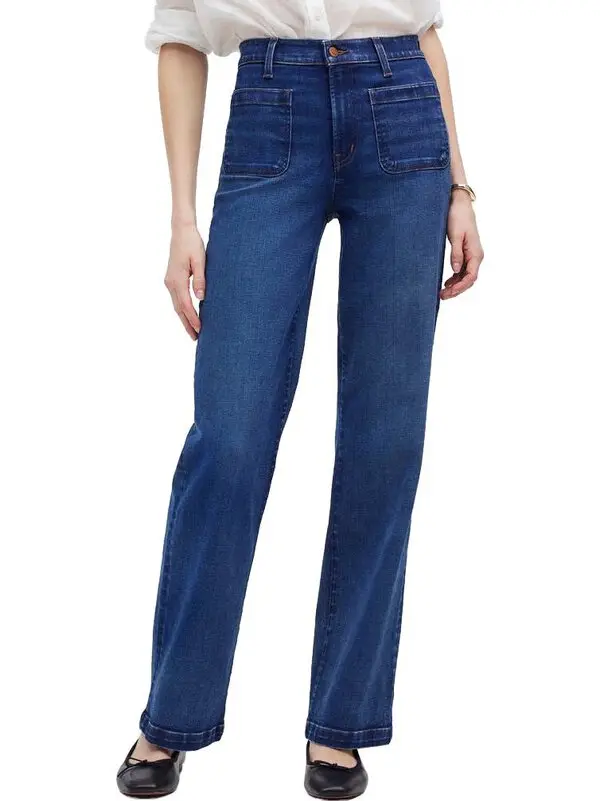 Madewell Emmett Patch Pocket Wide Leg Jeans - Allentown Wash