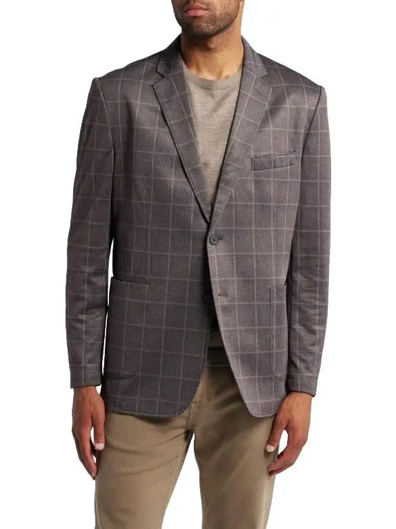 Johnston & Murphy Xc Flex Windowpane Check Knit Sport Coat - Brown