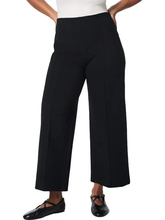 Spanx The Perfect Pull-on Crop Wide Leg Ponte Pants - Classic Black