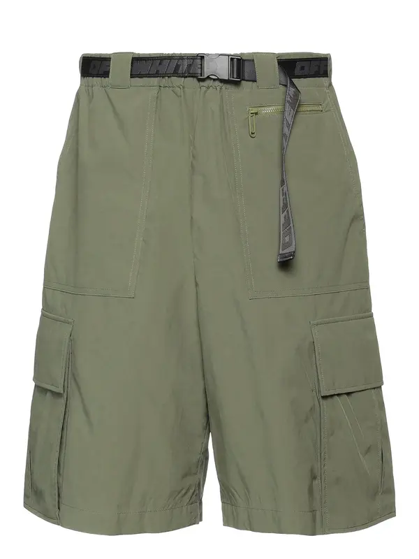 Off White Bermuda Shorts - Green