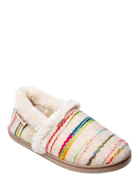 Minnetonka Dina Faux Fur Lined Slipper - Cream Multi