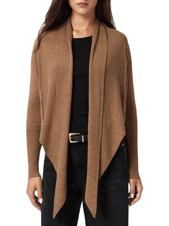 ALLSAINTS Wasson Pirate Wrap Merino Wool Cardigan - Camel Brown