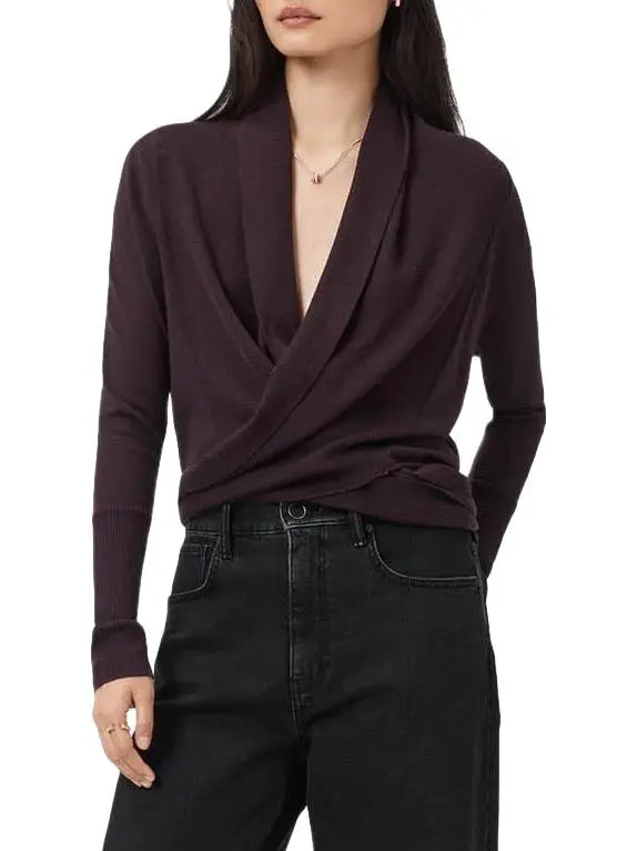 ALLSAINTS Wasson Pirate Wrap Merino Wool Cardigan - Oxblood