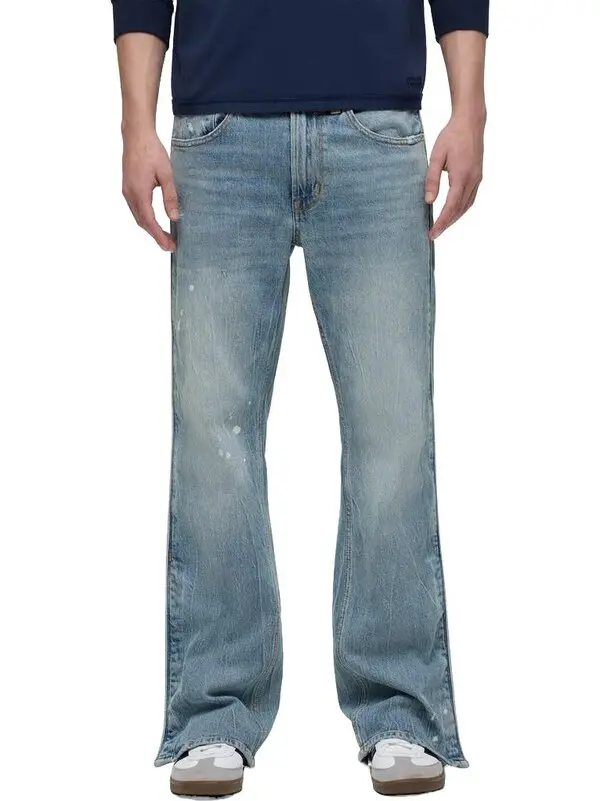 Hudson Jeans Walker Track Distressed Flare Jeans - Sequoia