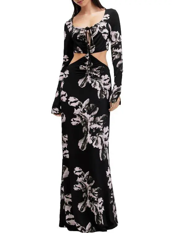 ALLSAINTS Floral Cutout Maxi Dress - Monica Black