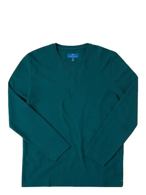 Robert Talbott Kelly Long Sleeve Cotton Crepe Tee - Pine Green