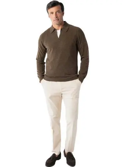 Robert Talbott Parsons Johnny Collar Cashmere Sweater - Loden