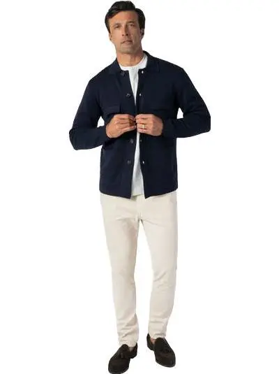 Robert Talbott Landon Merino Wool Sweater Jacket - Navy