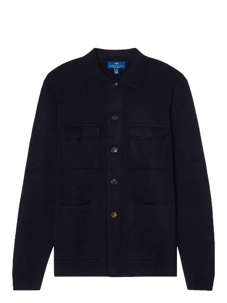 Robert Talbott Landon Merino Wool Sweater Jacket - Navy