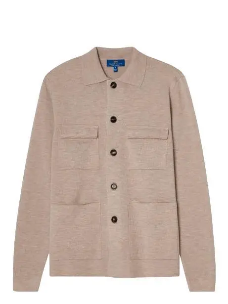Robert Talbott Landon Merino Wool Sweater Jacket - Sand