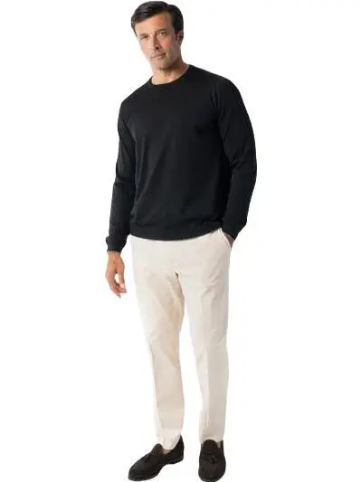 Robert Talbott Keaton Crewneck Sweater - Black With Gray Tipping