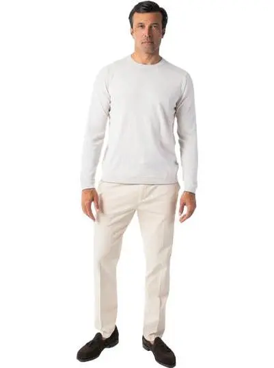 Robert Talbott Keaton Crewneck Sweater - Oatmeal With Gray Tipping