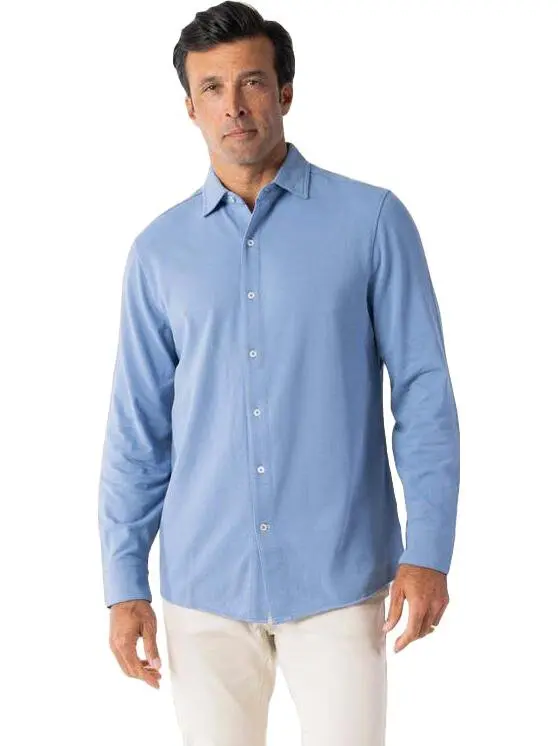 Robert Talbott Foster Long Sleeve Knit Shirt - Legacy Blue