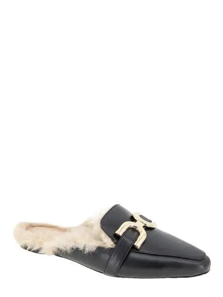 Bcbgmaxazria Bit Mules - Black/faux Fur