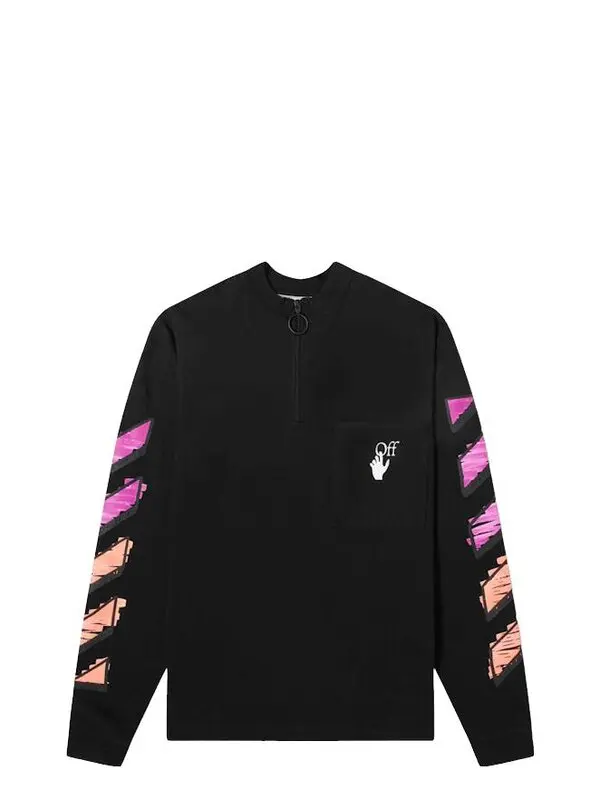 Off-White Marker Zip Mockneck - Black/fuchsia