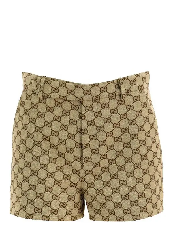 Gucci Logo Shorts - Beige And Ebony
