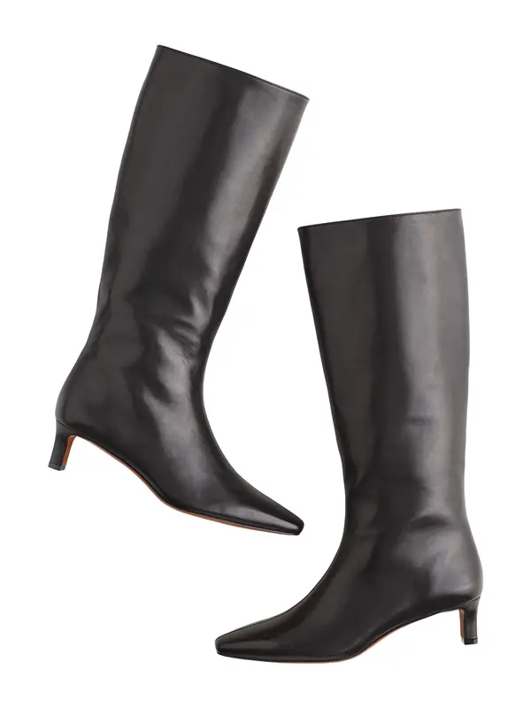 Madewell Leather Kitten-heel Knee-high Boots - True Black