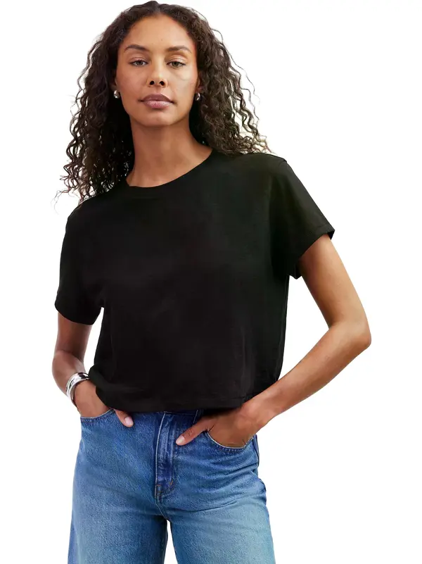 Madewell Boxy Crop Tee - Jet Black