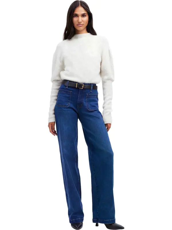 Madewell The Petite Emmett Wide-leg Patch Pocket Jeans - Allentown Wash