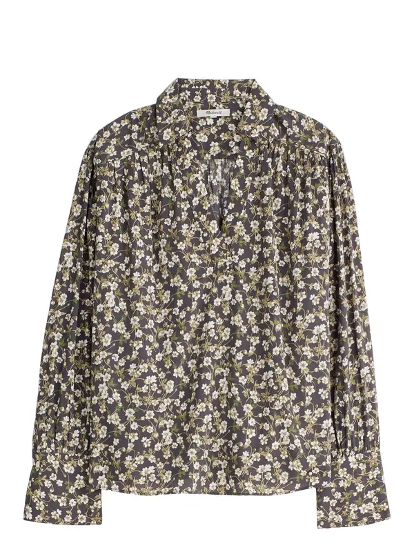 Madewell Floral Popover Shirt - Dark Pavement