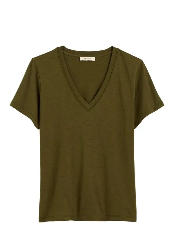 Madewell The Easy Crop V-neck Tee - Olive Drab