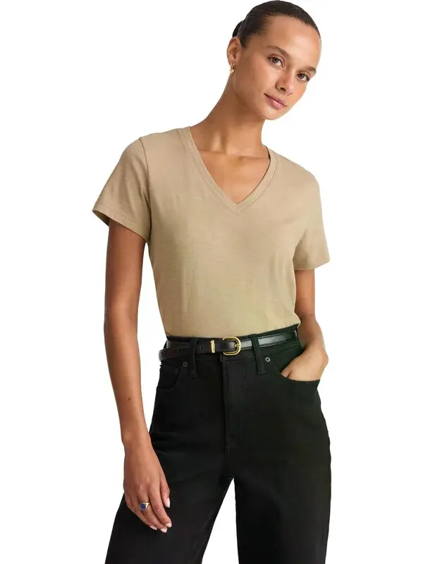 Madewell The Easy Crop V-neck Tee - Wet Stone