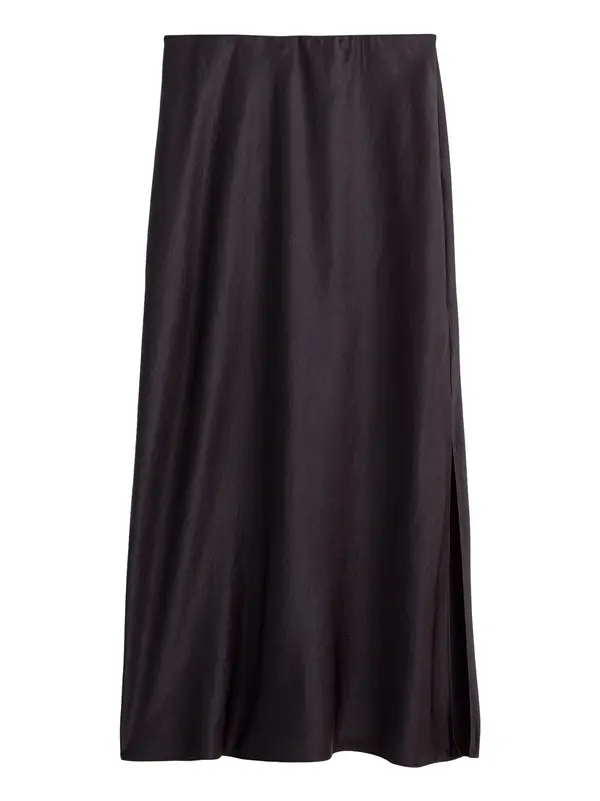 Madewell Satin Maxi Slip Skirt - True Black