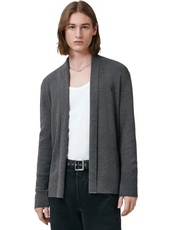 ALLSAINTS Mode Merino Ramskull Open Cardigan - Grey