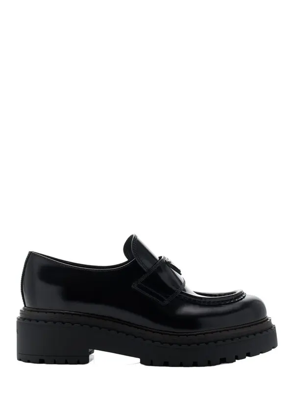 Prada Leather Lug Sole Loafers - Black