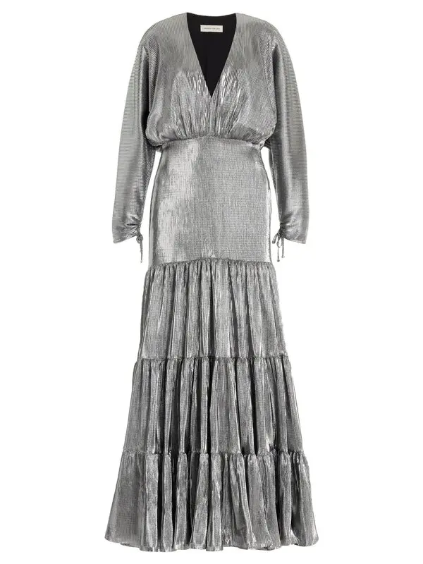 ANDRES OTALORA La Dorada Crinkle Maxi Dress - Metallic