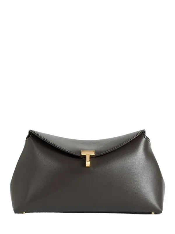 TOTEME T-lock Leather Clutch - Bark