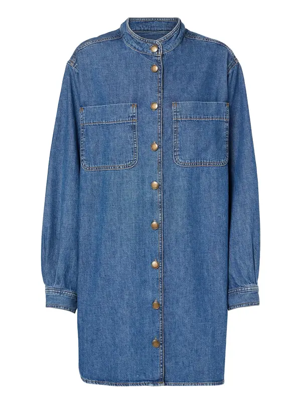 FRAME Double Pocket Denim Shirt Dress - Blue